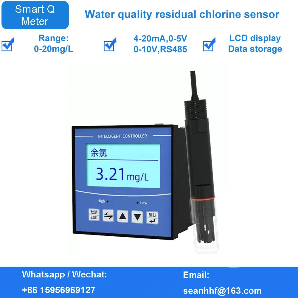 LCD-online-residual-chlorine-water-quality-monitor-sensor-detection ...