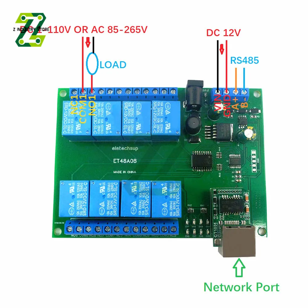 Relay-Network-Switch-Modbus-RS485-TCP-Timer-Module-DC12V-8-ch-Slave ...