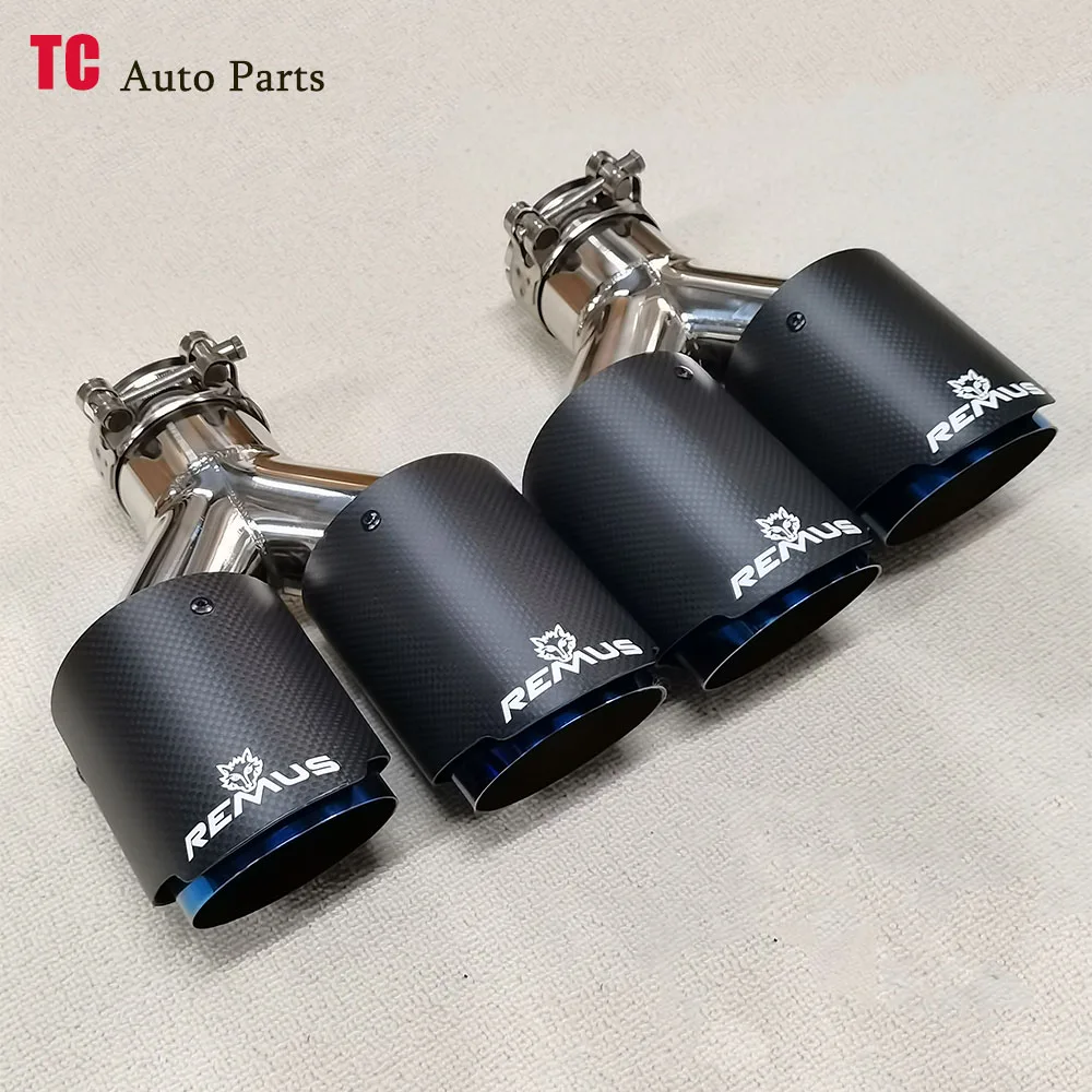 Remus-2PCS-Matte-Carbon-Fiber-Y-Type-Muffler-Pipe-Universal-Stainless ...