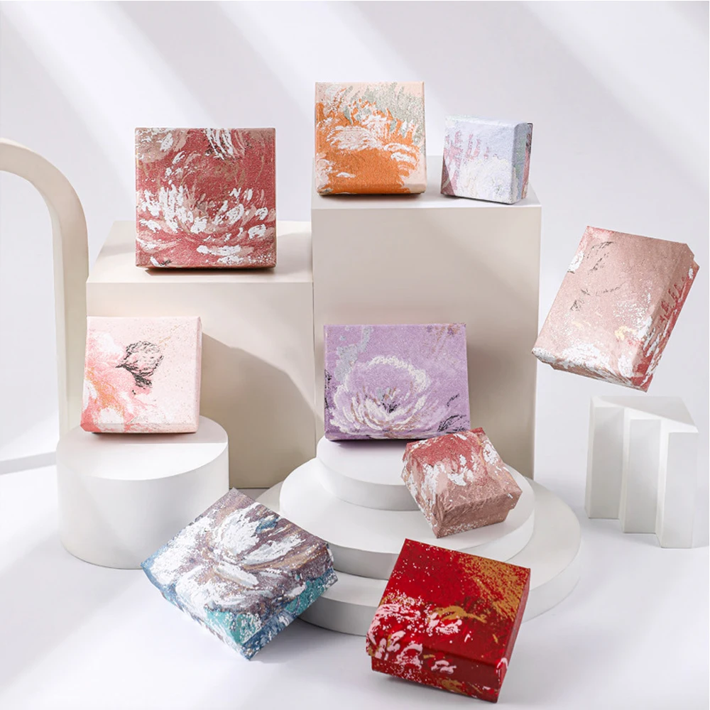 24Pcs Chic Jewelry Paper Box 5x5 7x7 7x9 9x9cm Rings Earrings Bracelet ...