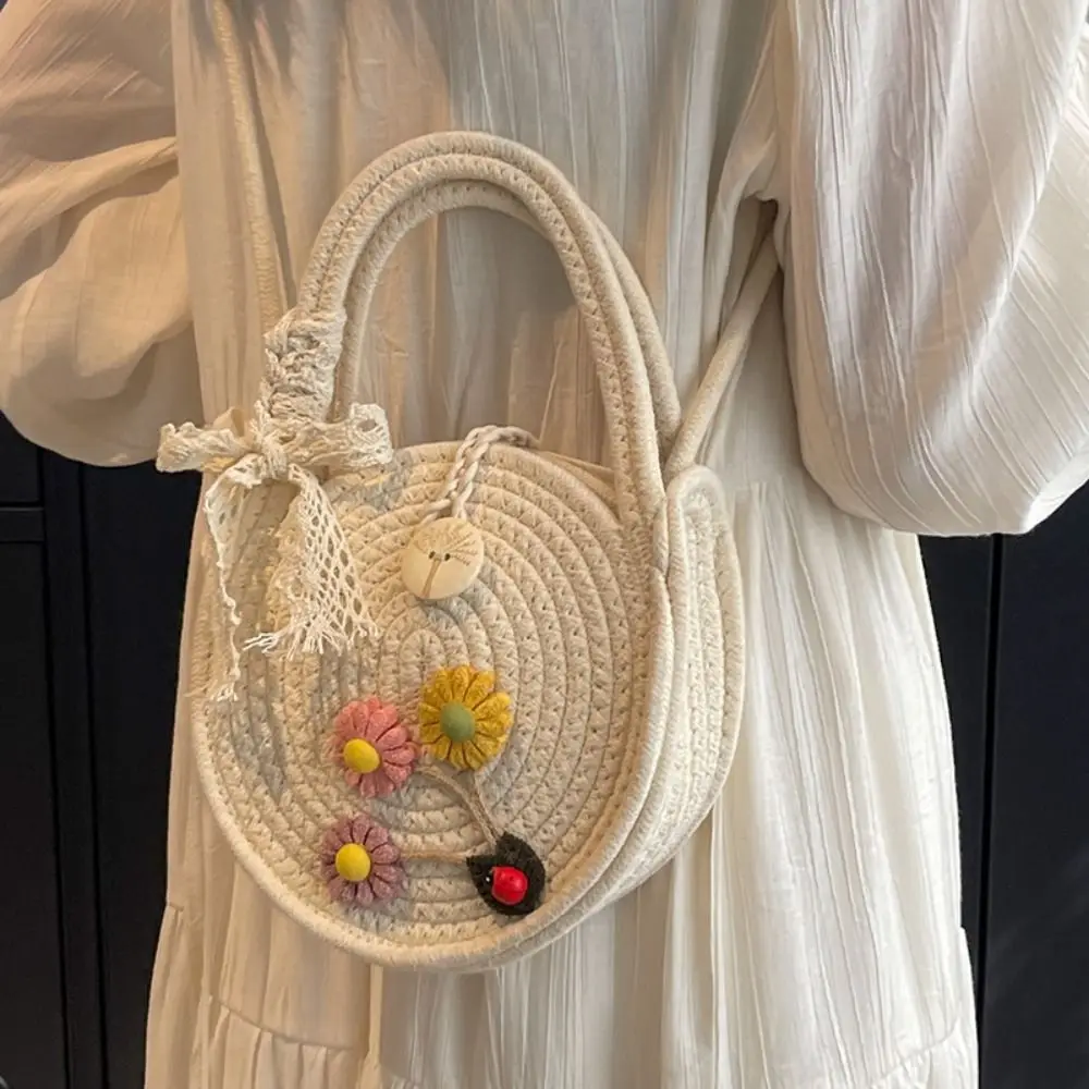 Cotton-Rope-Woven-Bag-Handbag-Girls-Handmade-Desktop-Storage-Basket ...