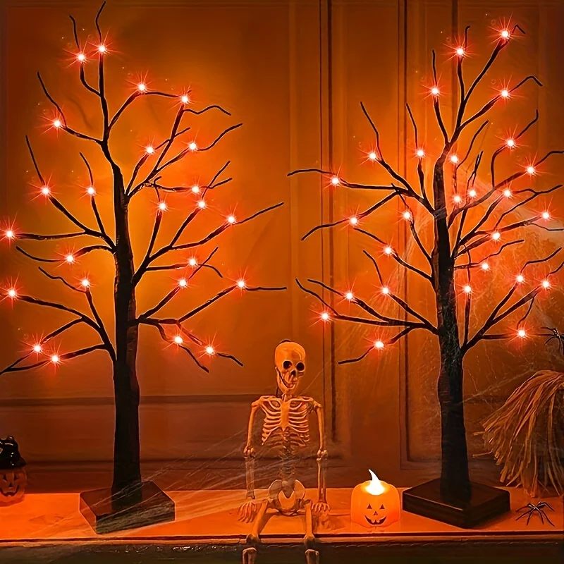 2ft-LED-Ghost-Tree-Spooky-Black-Orange-Halloween-Decoration-Battery ...