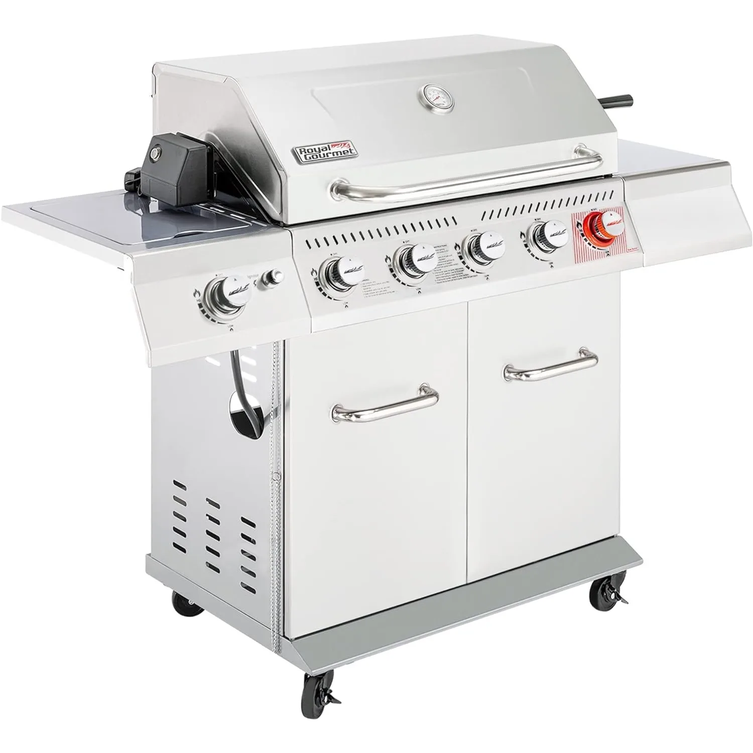 5-Burner-Propane-Gas-Grill-with-Side-Burner-Stainless-Steel-Barbeque ...