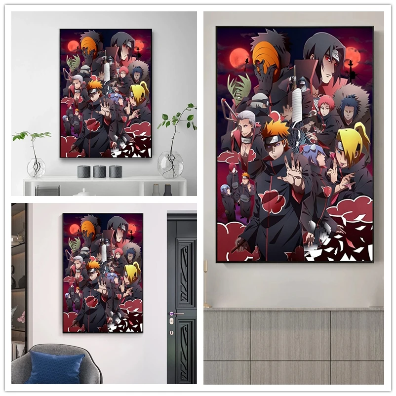 Pintura en lienzo de Anime japonés Naruto Akatsuki Uchiha, arte de ...