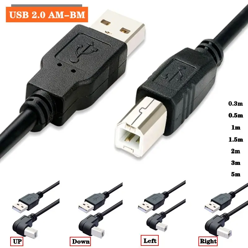 USB 2.0 A Male To USB B Male B-type BM Upper And Lower Left And Right ...