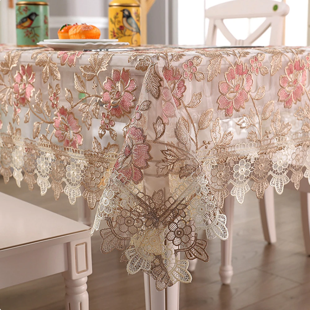 Battilo Table Cover Rectangular Tablecloth Luxury Embroidered Lace ...