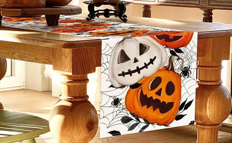 Halloween-Table-Decorations-73x13inch-Spooky-Pumpkin-Ghost-Skeleton ...