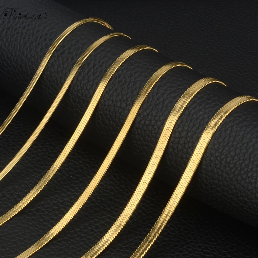 Stainless-Steel-Snake-Blade-Necklace-Golden-Flat-Chain-Jewelry-Gift-DIY ...