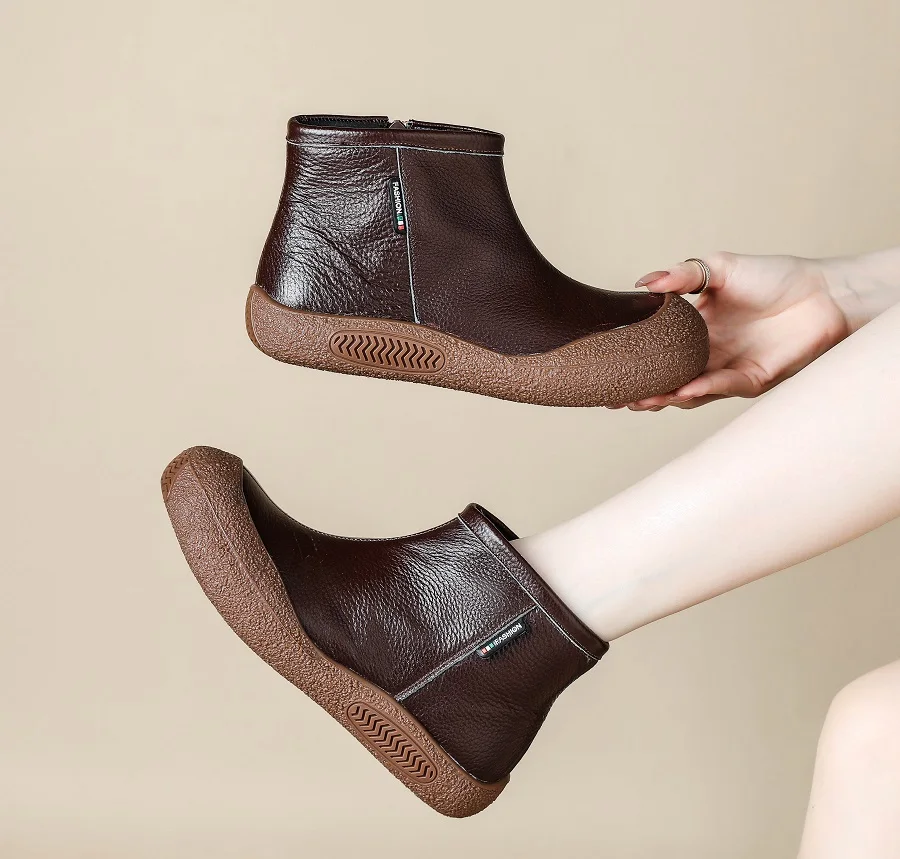 Botas-chelsea-de-cuero-de-vaca-para-mujer-zapatos-impermeables-con ...