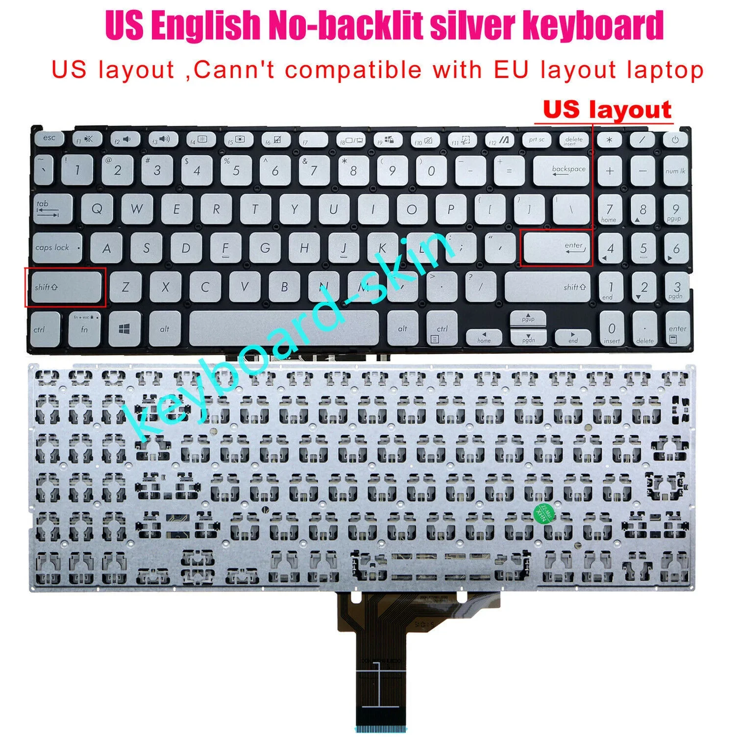 New-Silver-US-NO-backlit-Keyboard-for-ASUS-VivoBook-X515-X515E-X515EA ...
