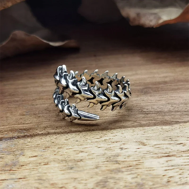 Vintage-Gothic-Keel-Spine-Rings-For-Women-Men-Antique-Silver-Hyperbole ...
