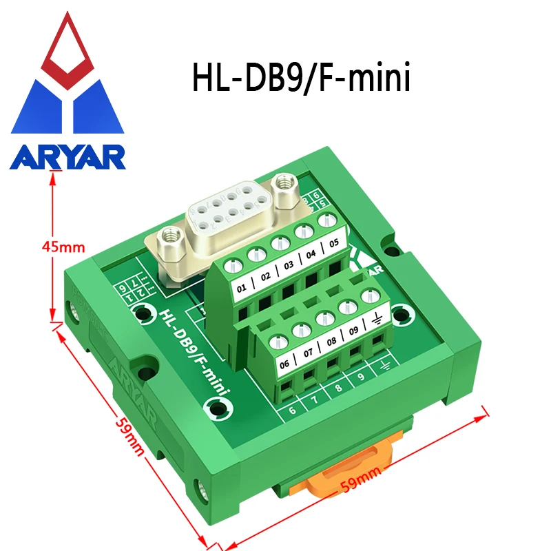 DB9-D-Sub-DIN-Rail-Mount-Interface-Module-DB9-Female-Mini-Breakout ...