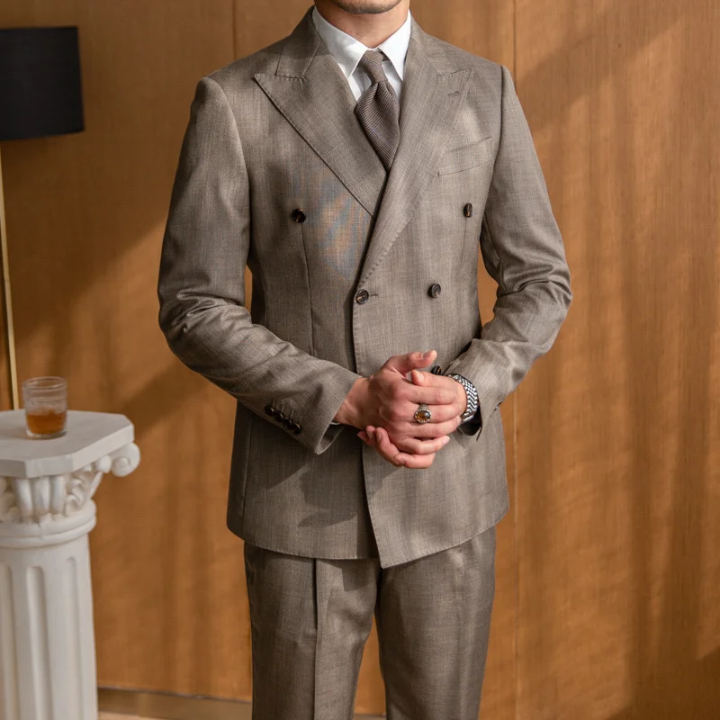 Vintage Double Breasted Designer Suit Two Piece Wedding Party Suit ...