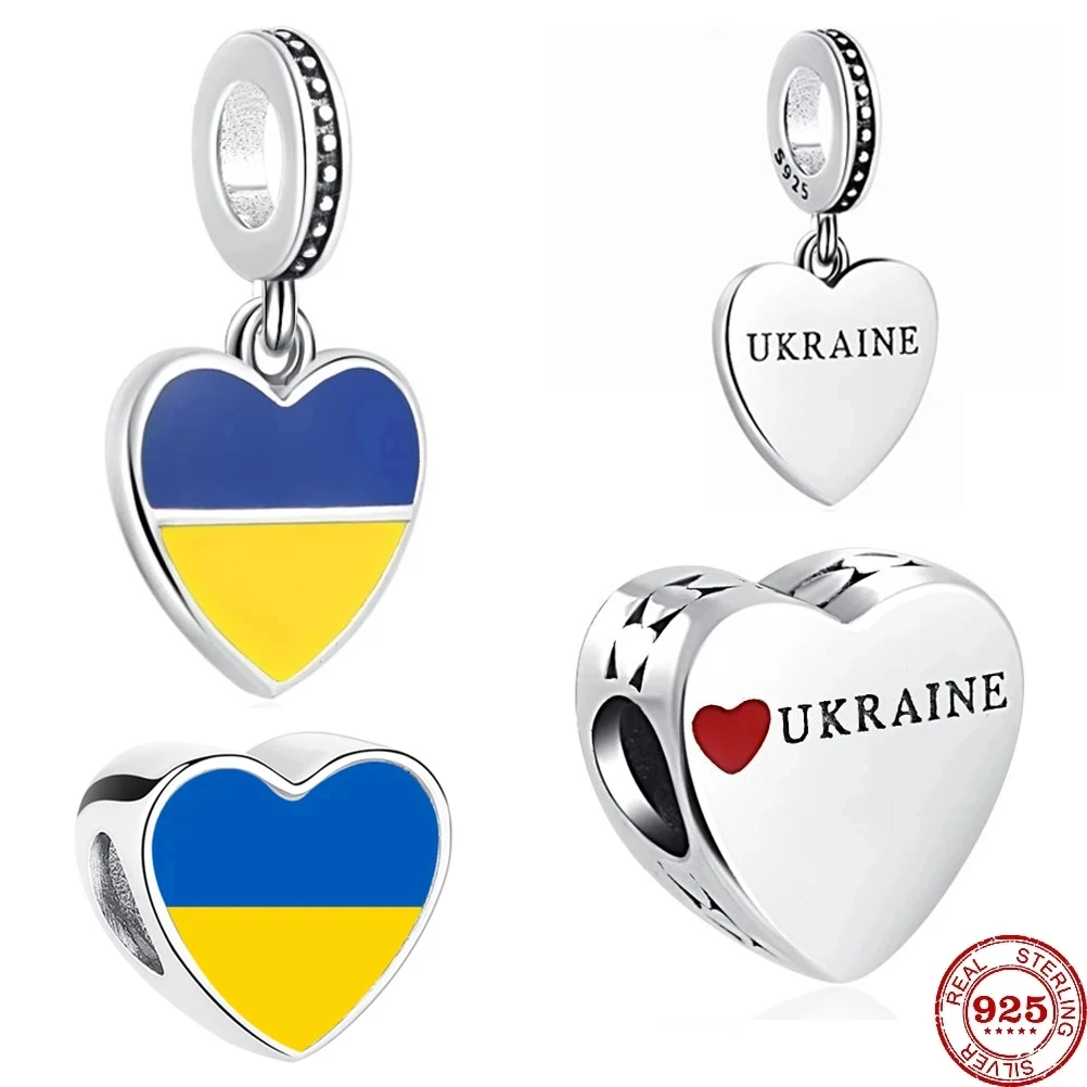 2023-New-925-Sterling-Silver-Charm-Ukrainian-Flag-Dangle-Bead-Charms-Fit-Original-Pandora ...