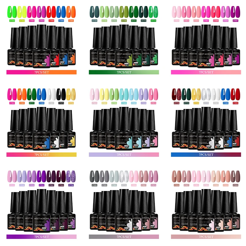 7pcs Gel Nail Polish Set For All Season 7.3ml Semi Permanent UV Gel ...