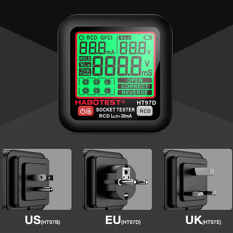 48-250V-Digital-Socket-Tester-EU-US-UK-Plug-Smart-Voltage-Detector-RCD ...