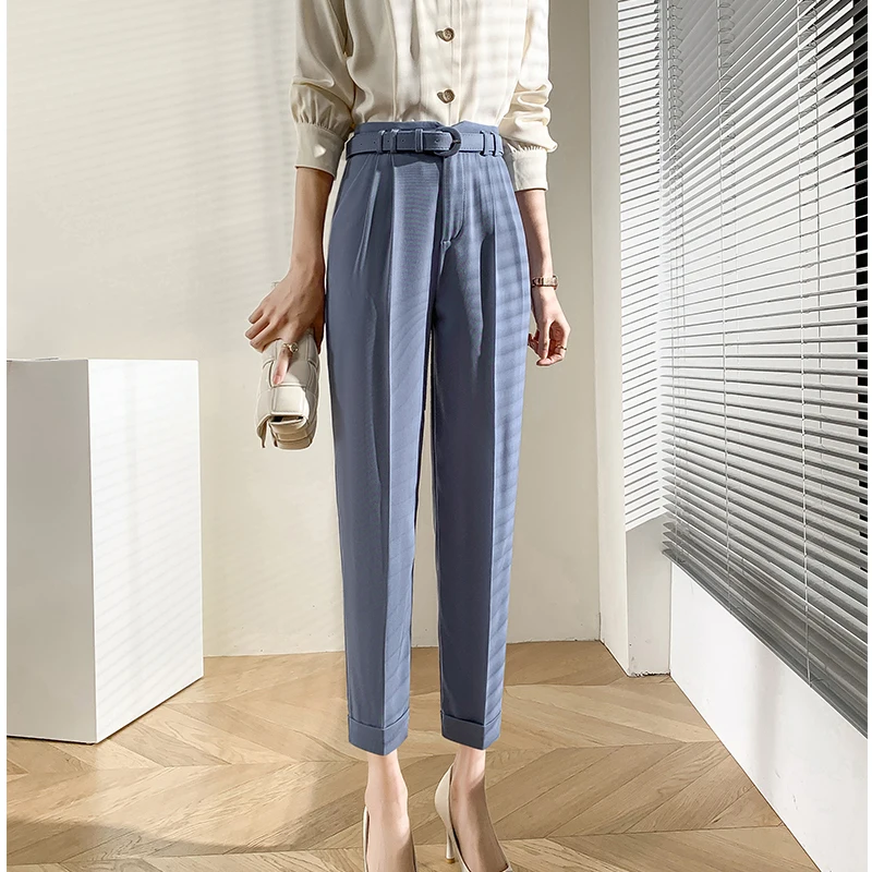 Cigarette-Pipe-Suit-Pants-Women-s-High-Waist-Show-Thin-Drape-Harem ...