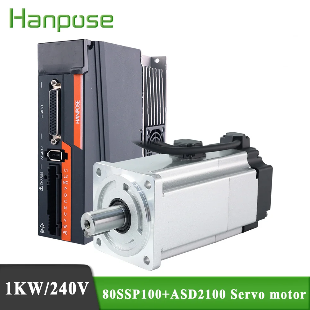 ac Servo Motor With Brake 80SSP100 5.4A 3.3N.m ASD2100 Servo Drive ...