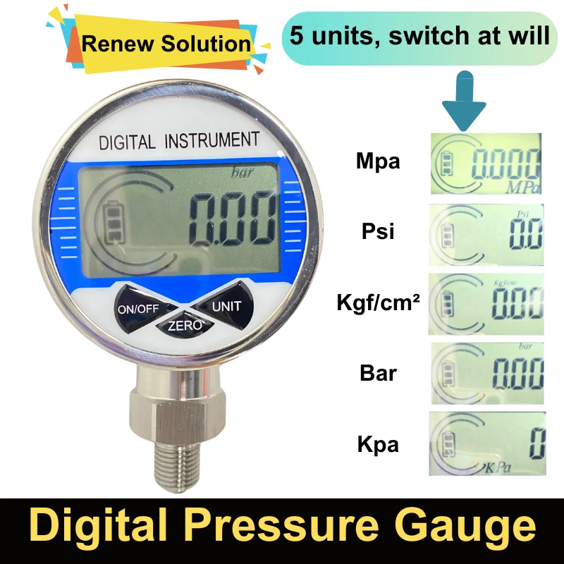 0-100Mpa-Csutomized-LCD-Digital-Hydraulic-Pressure-Gauge-60mm-SS304-Oil ...