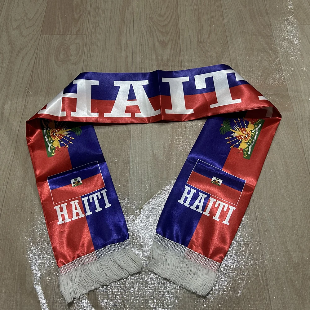 Haiti Scarf 14x135cm Double-sided Printed Haiti Flag Satin Hayti Scarf ...