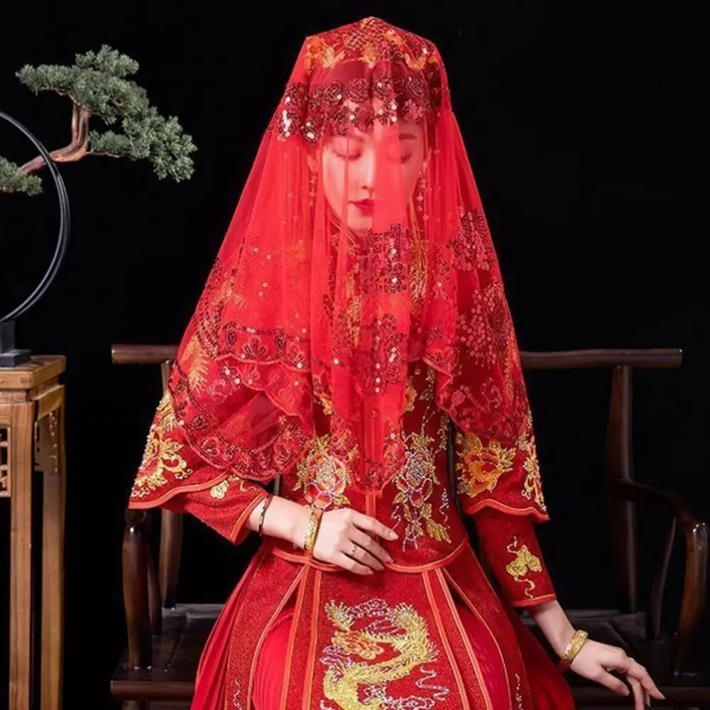Wedding Head Covers Phoenix Wedding Accessories Red Veil Ancient Lace ...