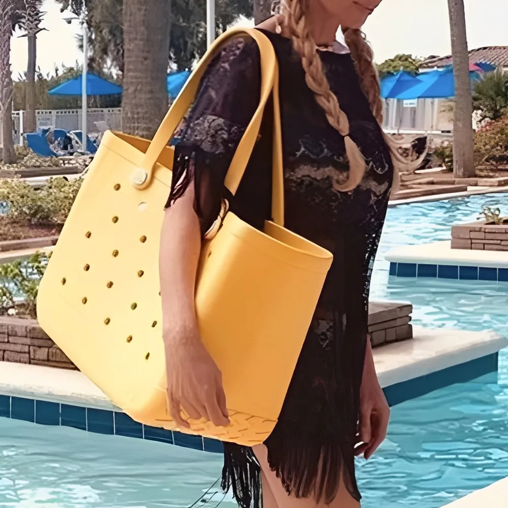 Beach Storage Bag Silicone Basket Sandproof Tote Travel Handbags Towels ...