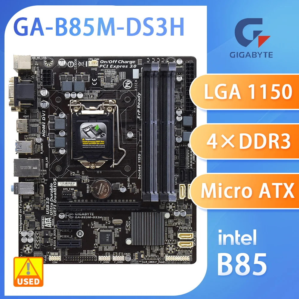 LGA1150-Placa-M-e-Gigabyte-GA-B85M-DS3H-Original-DDR3-1600-1333MHz ...