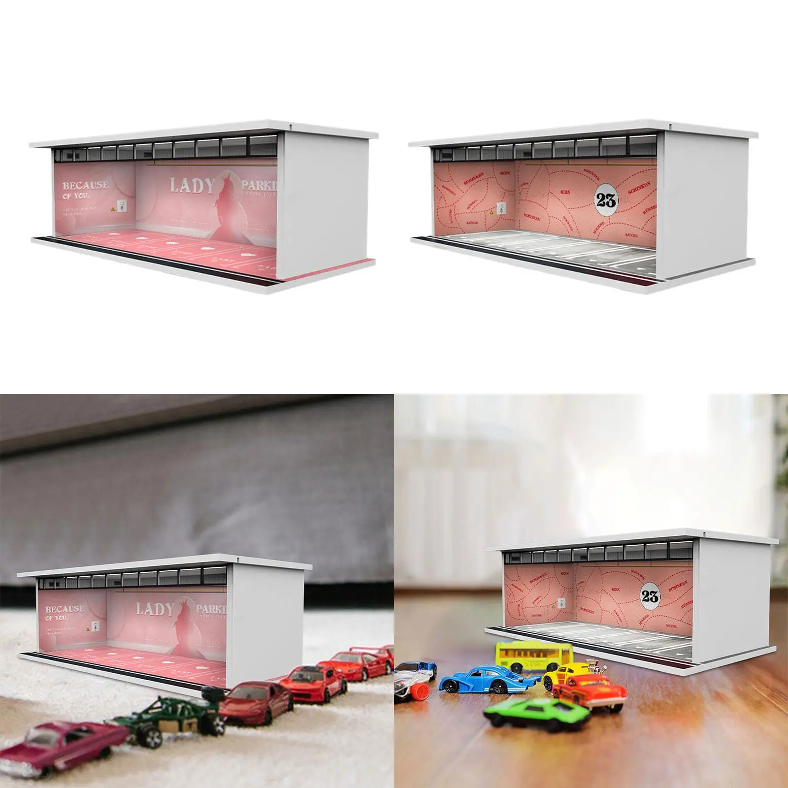1-64-Scale-Parking-Lot-with-LED-Light-Collectibles-Vehicle-Garage ...