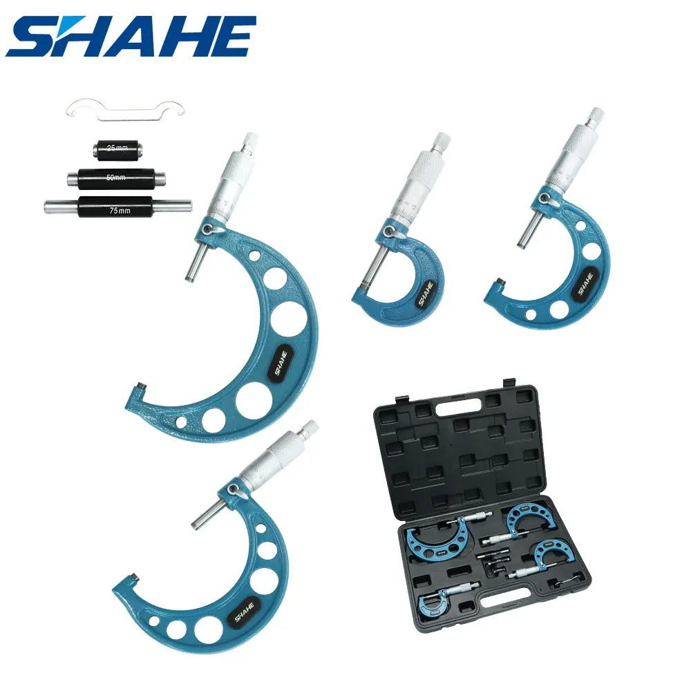SHAHE 4pcs Outside Micrometer Set Machinist Tool 0 4" 0 100mm 0.01mm ...