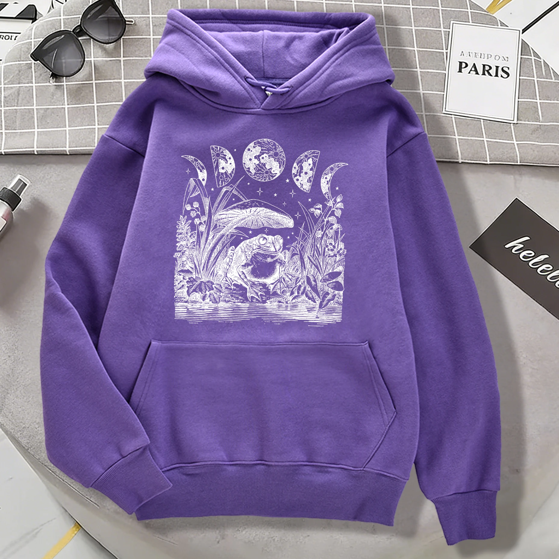 Frog Under The Moonlight Printing Male Sweatshirt Casual Soft Hoodies ...