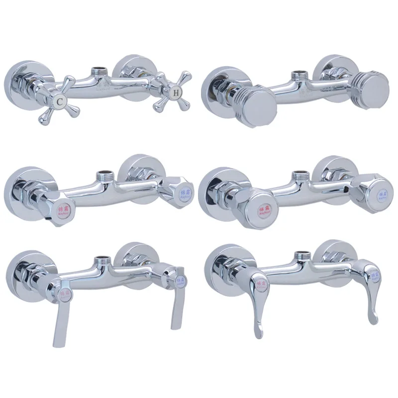 1PC-Brass-Silver-Bathtub-Faucet-Double-Handle-Dual-Control-Hot-and-Cold ...