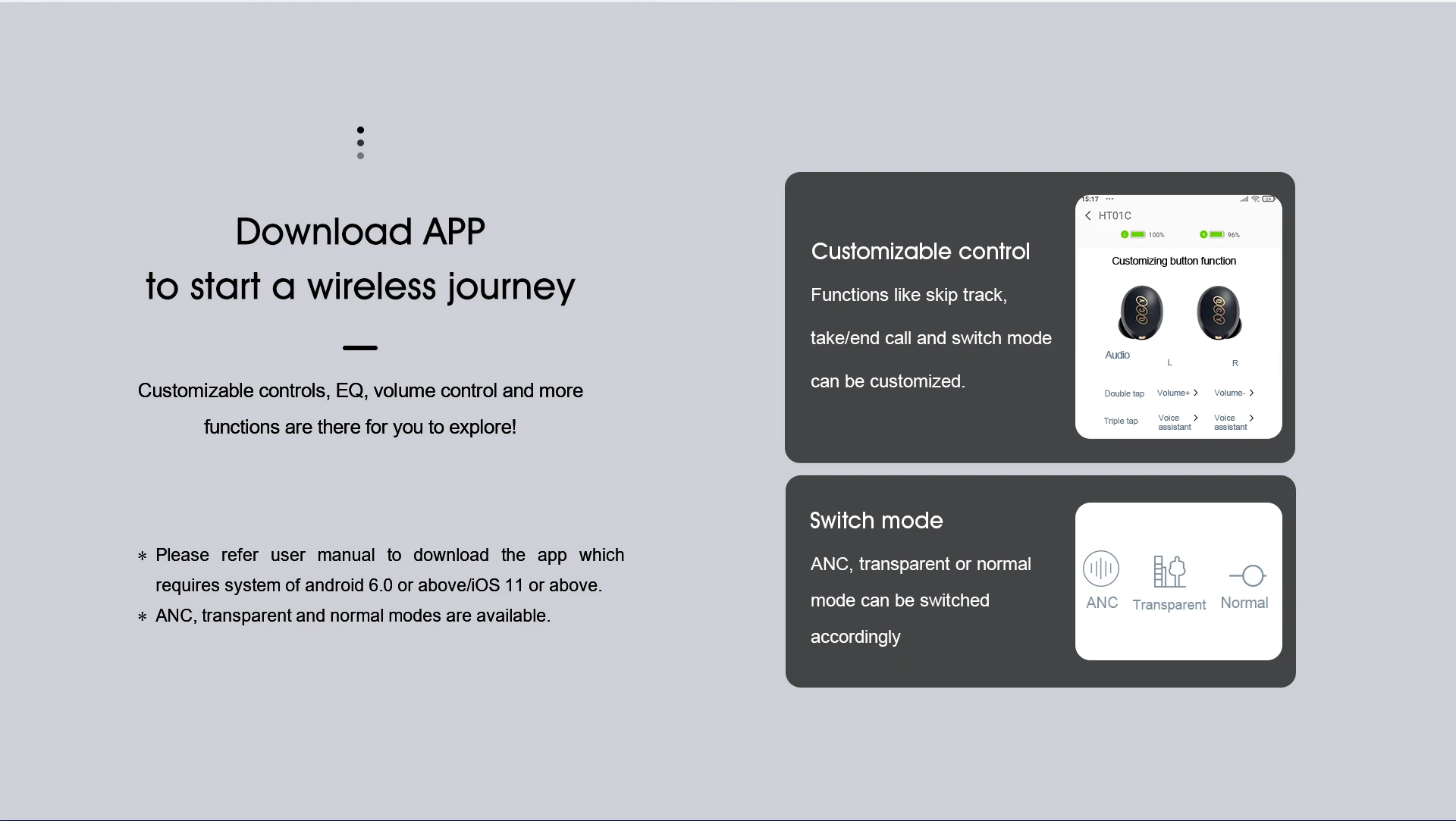 QCY HT01 Hybrid ANC Headphone 35dB Bluetooth Earphone Wireless Charging TWS Earbuds Active Noise ...