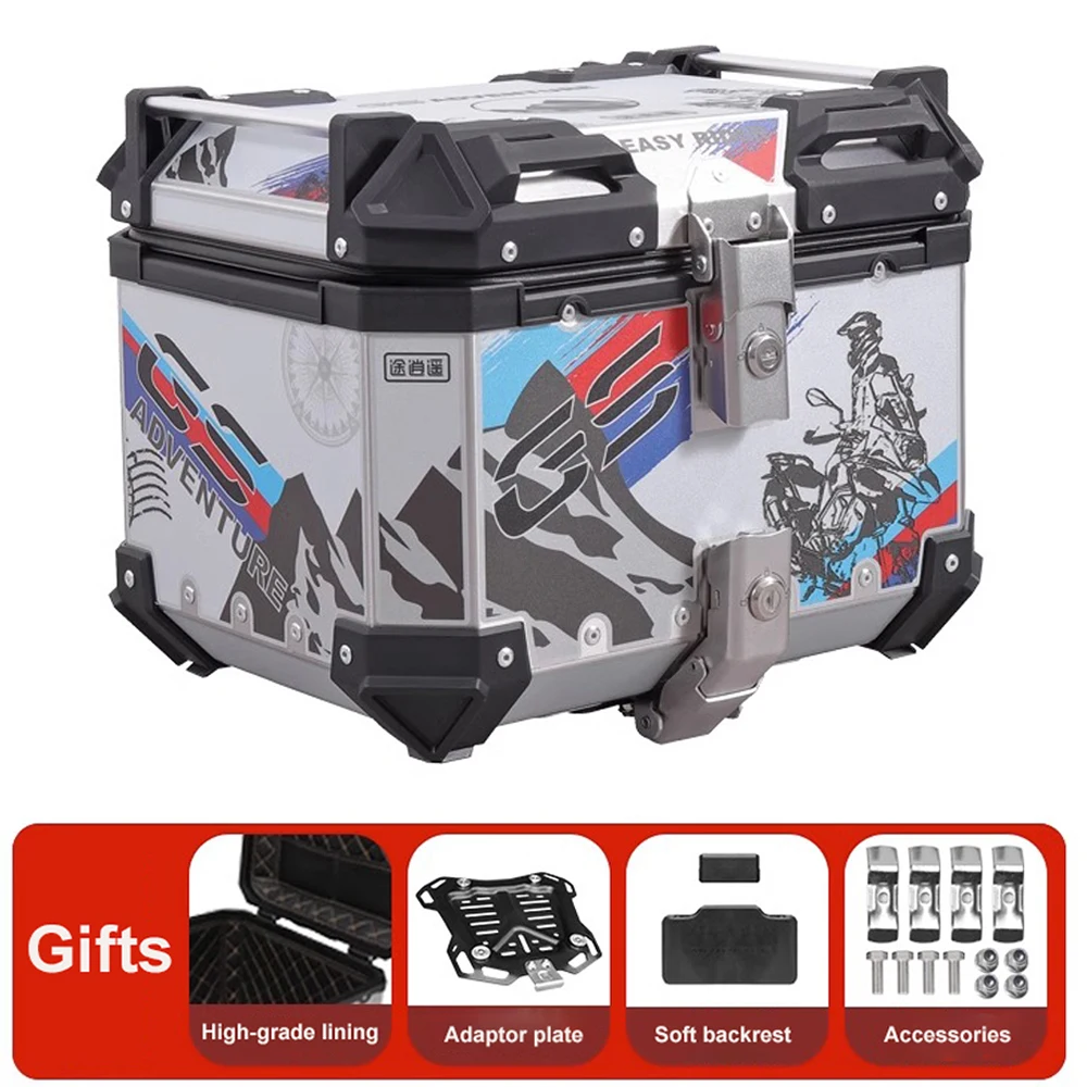 55L-Motorcycle-Helmet-Box-Aluminum-Alloy-Top-Tail-Rear-Luggage-Storage ...