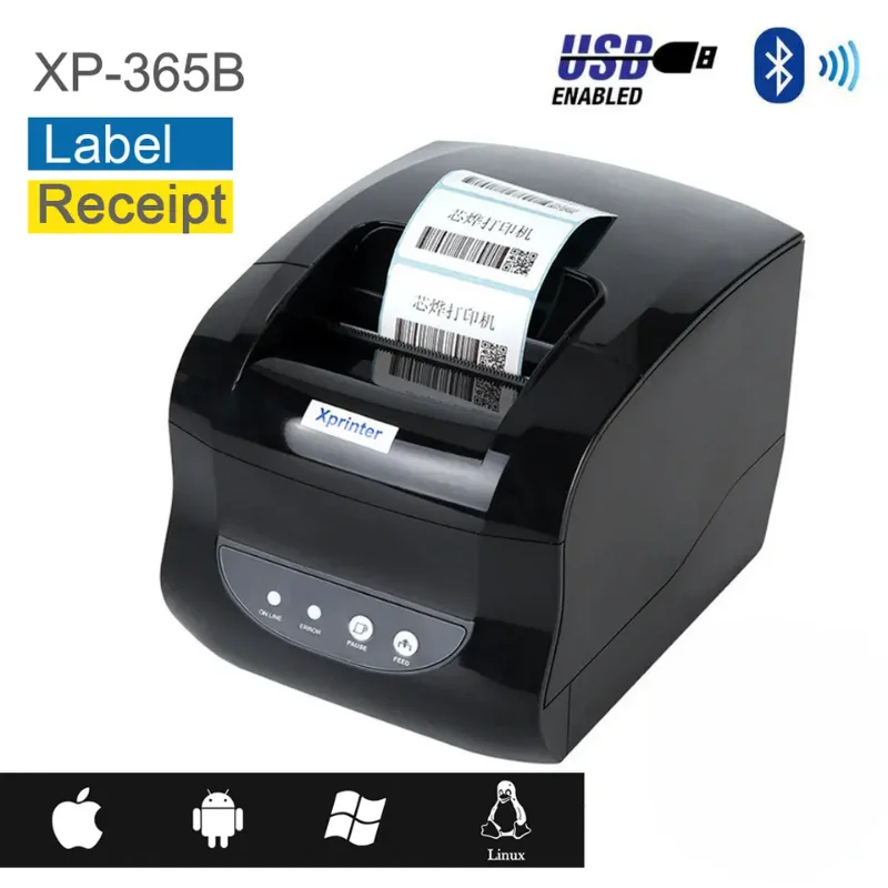 Xprinter Impresora térmica 365B, máquina de impresión de etiquetas Pos de código de barras ...