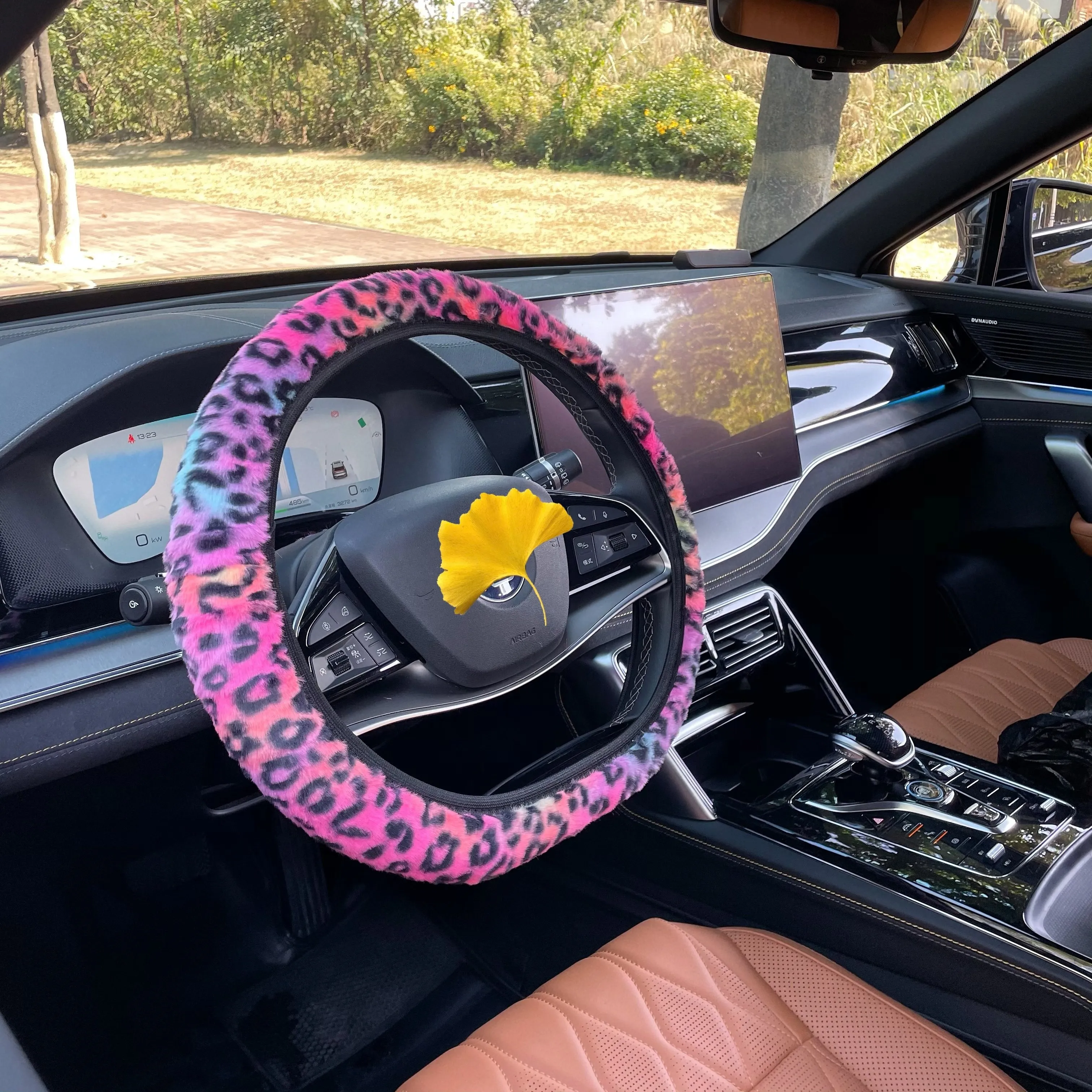 Leopard Fluffy Car Steering Wheel Cover - Anti-Slip Protection for Auto ...