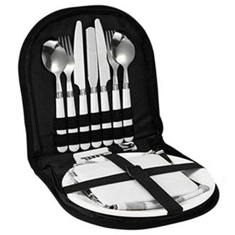 Camping-Tableware-Set-Portable-Fork-Spoon-Plate-And-Tableware-For ...