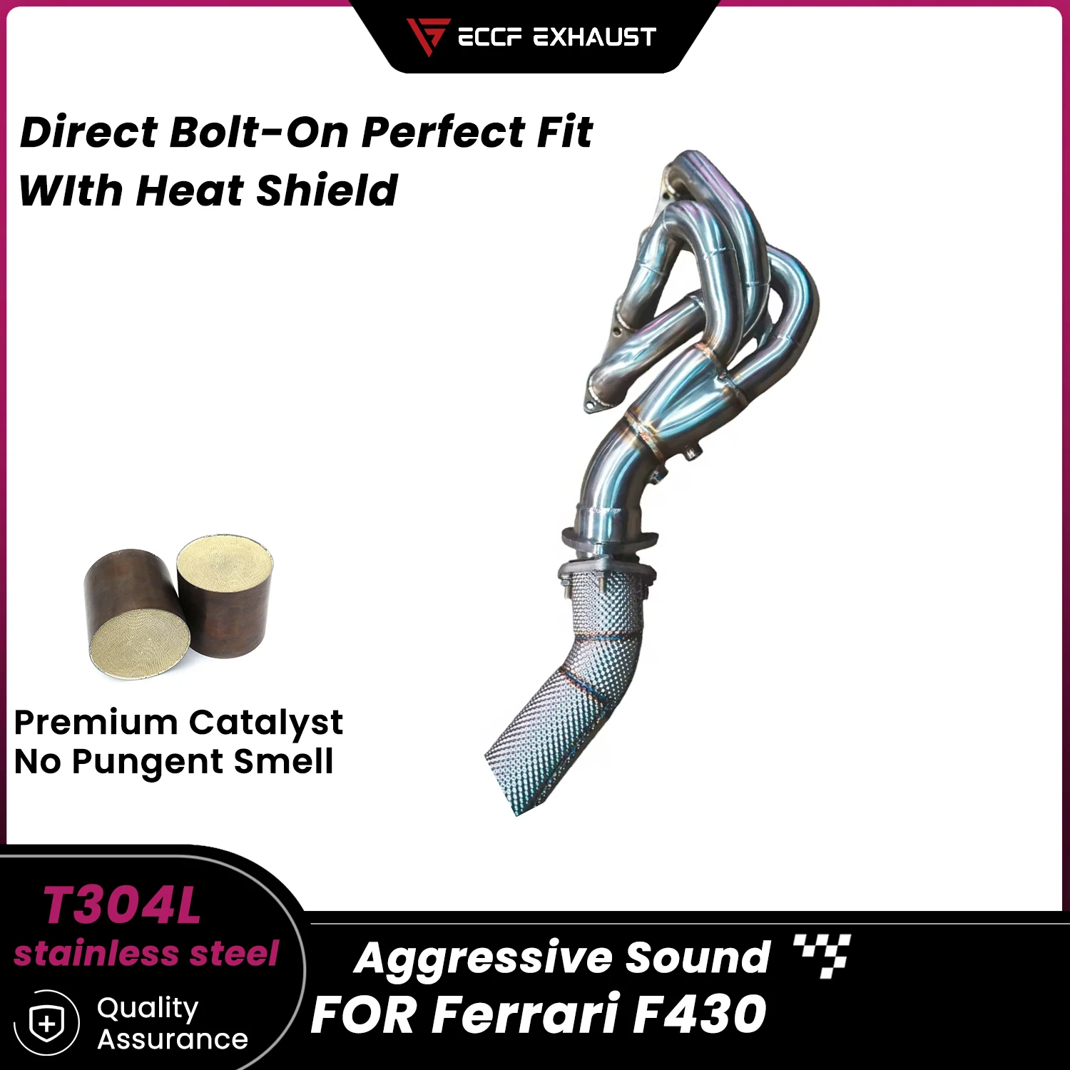 Sporty Headers With Downpipe For Ferrari F430 Aggressive Exhaust Sound ...