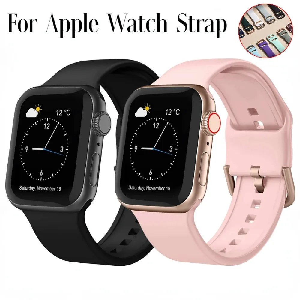Silicone-Strap-for-Apple-Watch-44mm-40mm-42mm-38mm-49mm-45mm-41mm-Smart ...