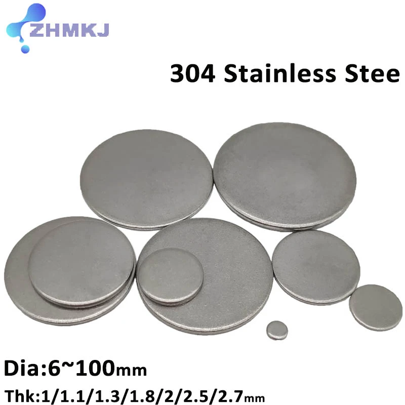 304 Stainless Steel Round Plate Circular Sheet Disc Solid Flat Pad ...