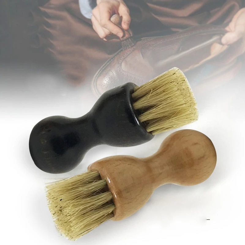 Portable-Mini-Boot-Shoes-Brush-Wood-Handle-Hog-Bristle-Brushes-Leather ...