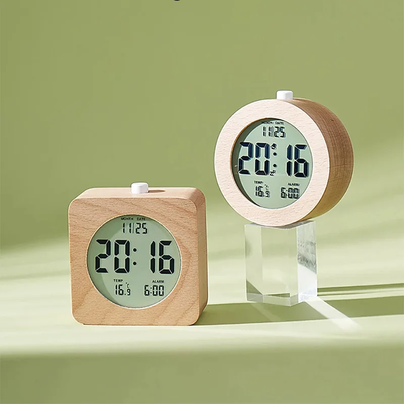 Wooden-Alarm-Clock-Temperature-Date-Time-Display-Snooze-Mode ...