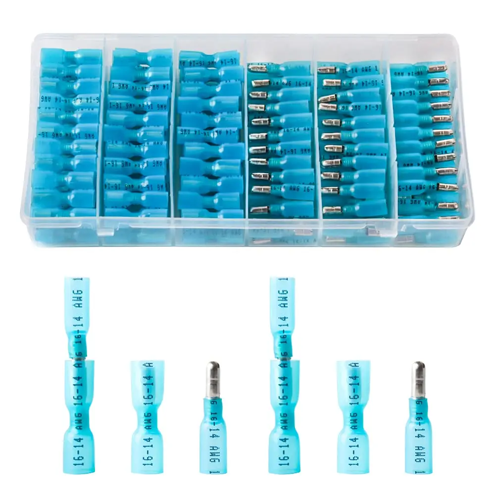 200PCS-Heat-Shrink-Bullet-Connectors-Female-Male-Waterproof-Marine-Full ...