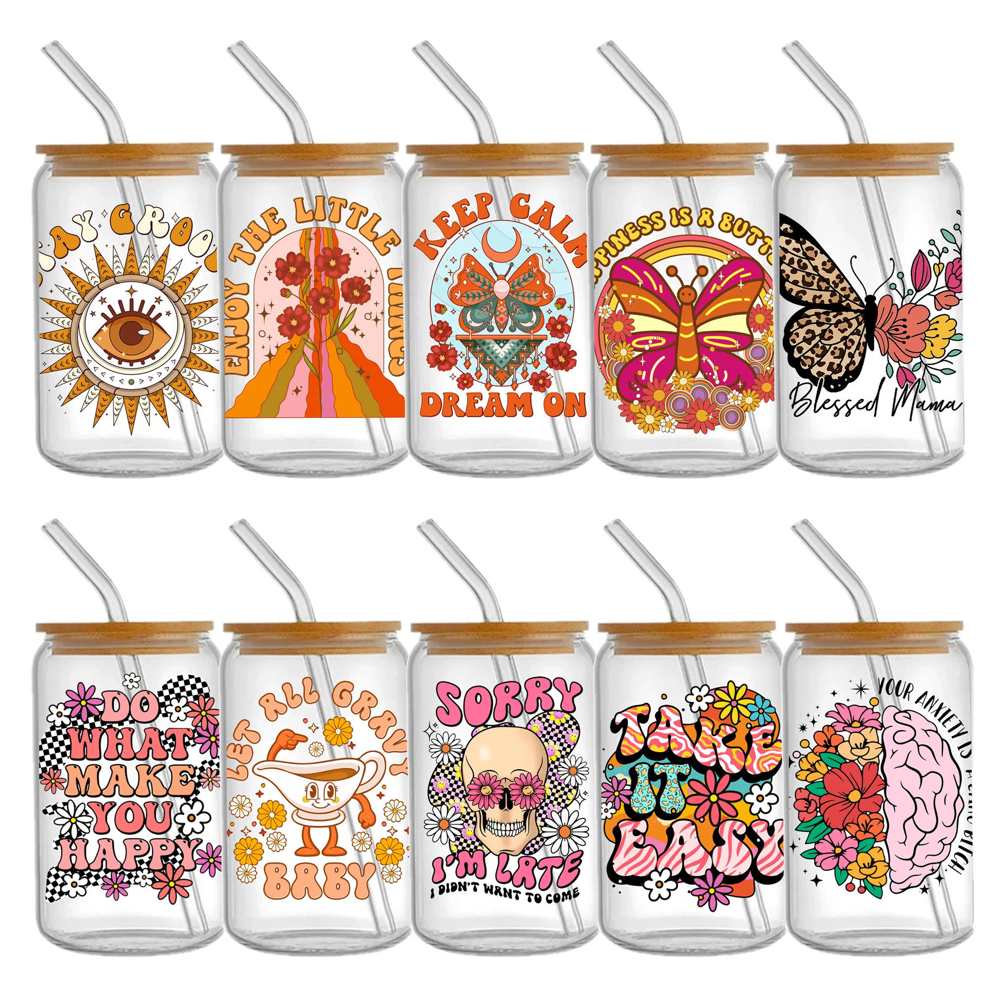 Sunflower-16oz-DTF-Sticker-Cups-Cool-Personalize-UV-Wrap-Transfer ...