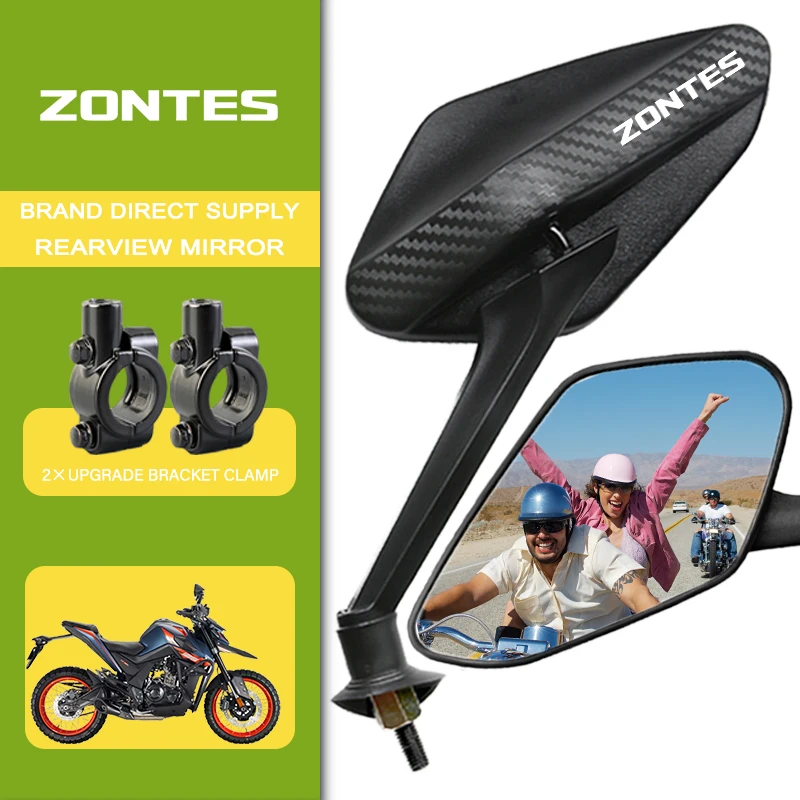 2Pcs/Pair Motorcycle Carbon Fiber Rearview Side Mirror Rotatable 8mm ...