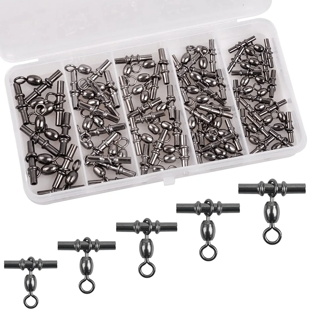 40PCS-cross-line-3-way-barrel-fishing-swivels-Brass-Crimp-Sleeve-Crane ...