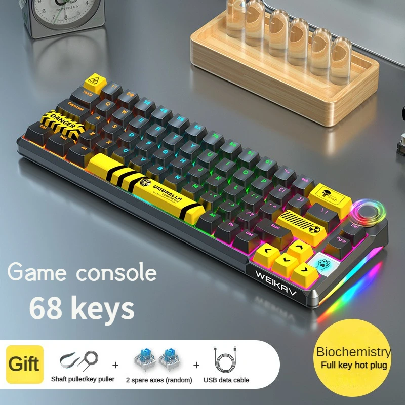 68-key-mechanical-keyboard-green-axis-hot-swappable-wired-computer ...