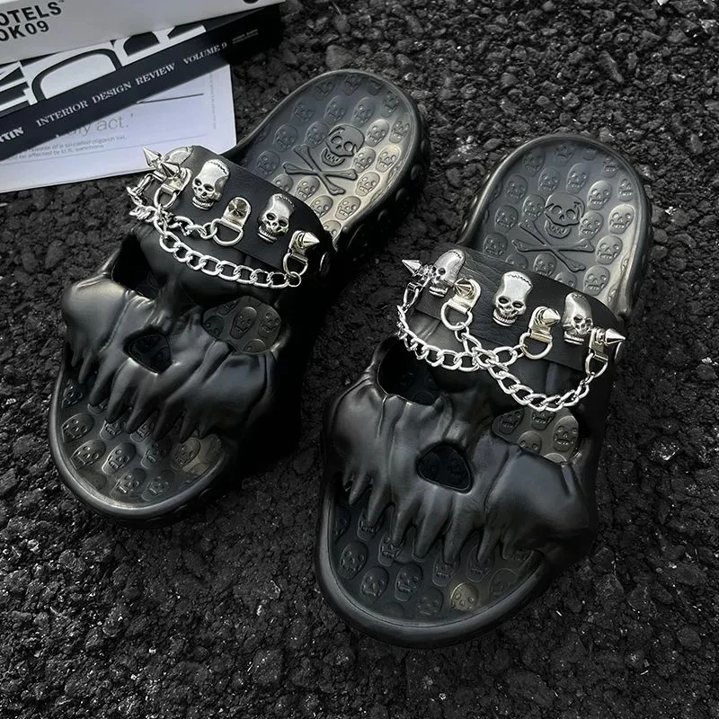 Punk-Metal-Skull-Slippers-Summer-Men-Slippers-Novelty-Outdoor-Clogs ...