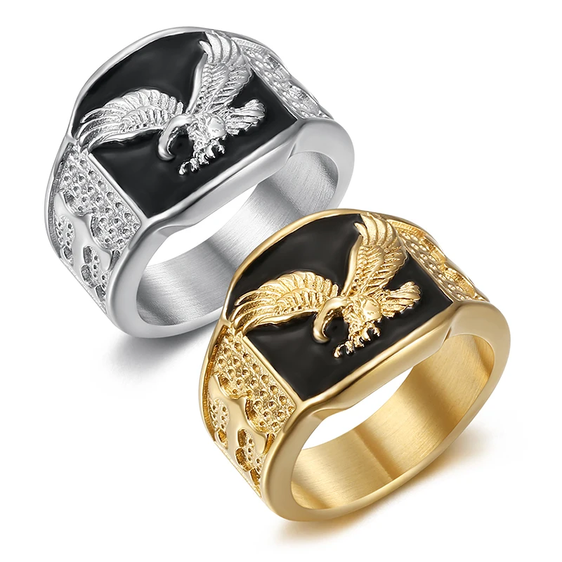 Hip-Hop-Rock-Stainless-Steel-Hawk-Eagle-Round-Finger-Rings-for-Men ...
