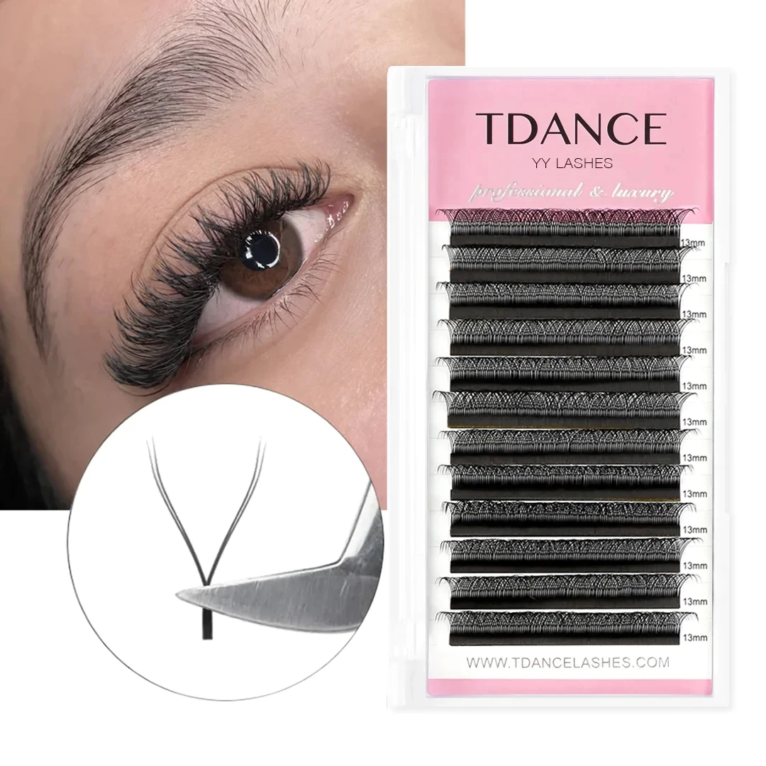 TDANCE YY Eyelashes Extension Two Tip 0.05/0.07 C/D Soft Light Natural ...