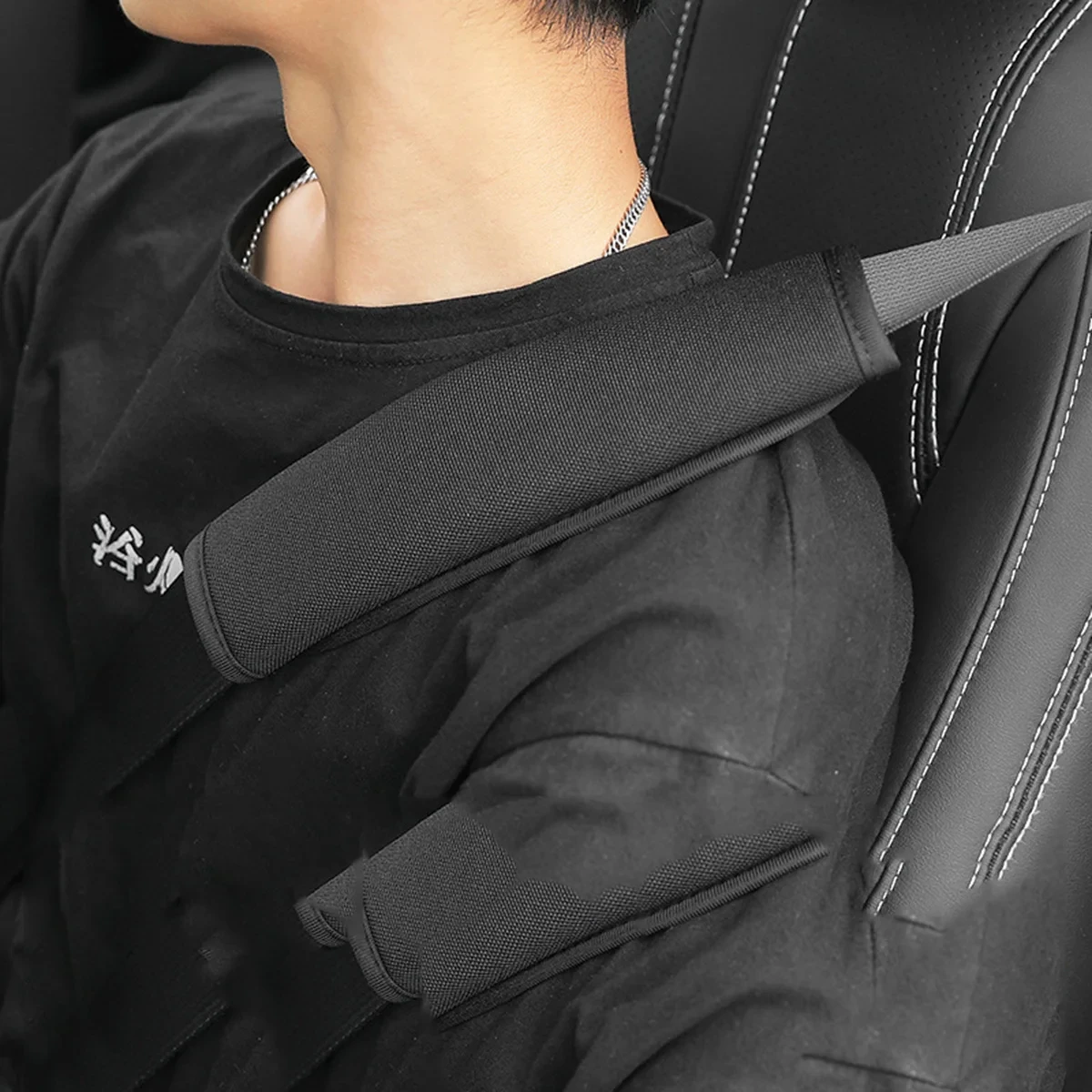 Car-Seat-Belt-Pad-Cover-kit-Black-Cotton-Soft-Car-Safety-Seat-Belt ...